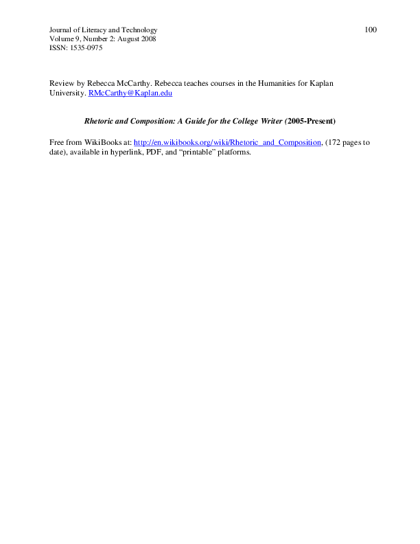 (PDF) Rhetoric and Composition: A Guide for the College Writer (2005 ...