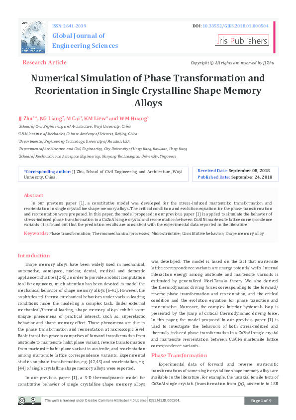 (PDF) High-pressure torsion driven phase transformations in Cu–Al–Ni shape memory alloys | Jose ...