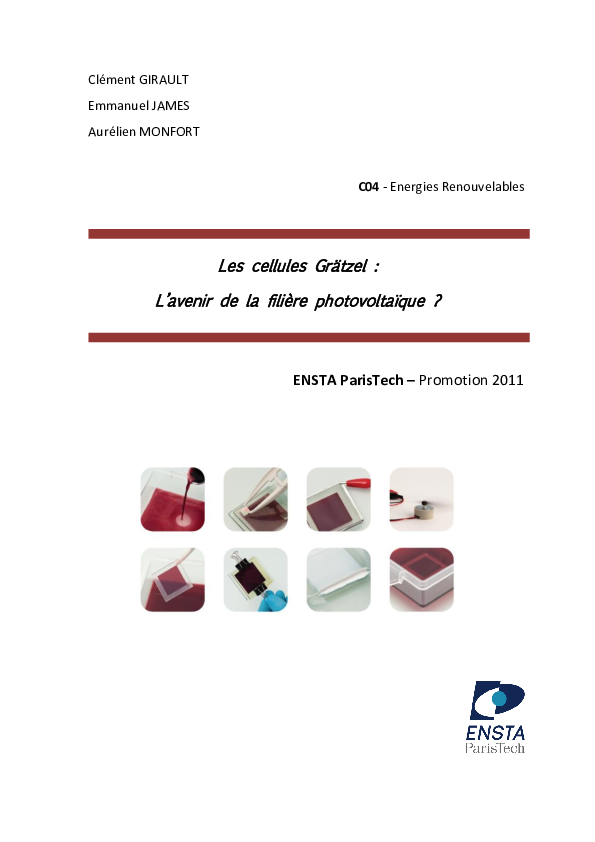 (PDF) Clément GIRAULT Les cellules Grätzel : L'avenir de la filière ...