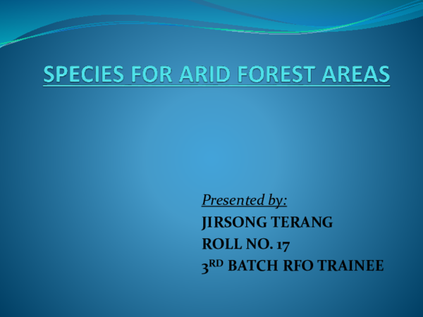 (PPT) SPECIES FOR ARID FOREST AREAS | neelamma Veeraghanti - Academia.edu