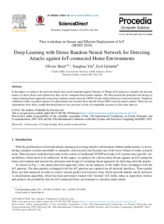 (PDF) ScienceDirect First workshop on Secure and Efficient Deployment of IoT (SEDIT 2018) Deep ...