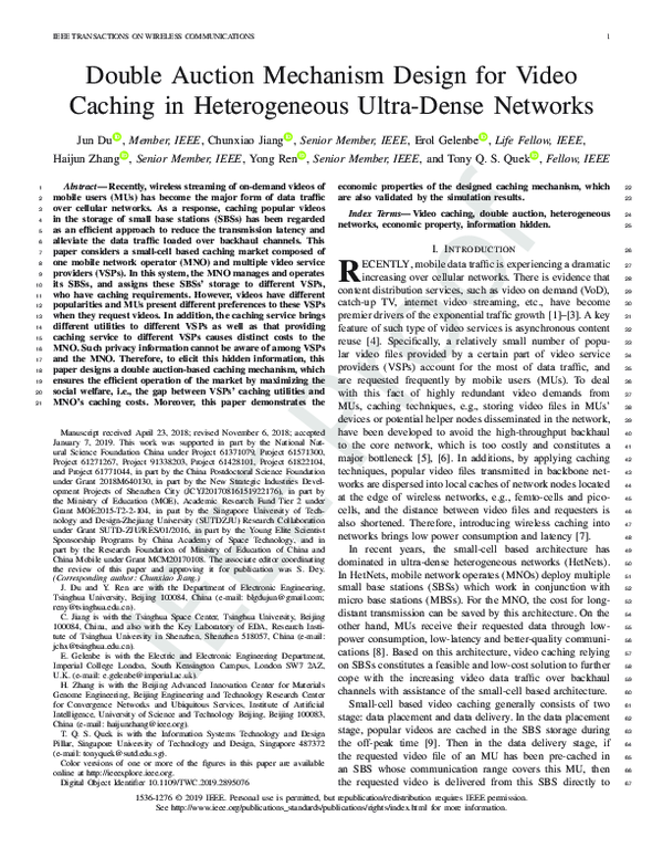 (PDF) Double Auction Mechanism Design for Video Caching in ...