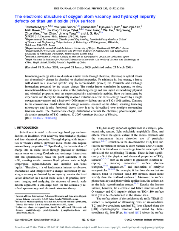 (PDF) The electronic structure of oxygen atom vacancy and hydroxyl ...