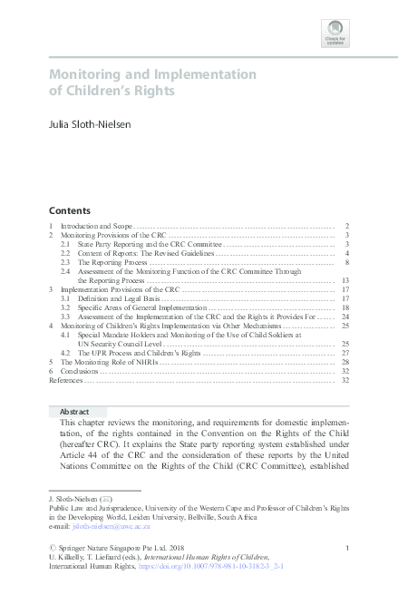 (PDF) Monitoring and Implementation of Children's Rights