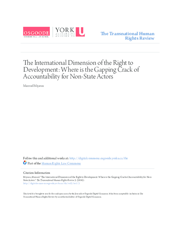 (PDF) The International Dimension of the Right to Development: Where is ...