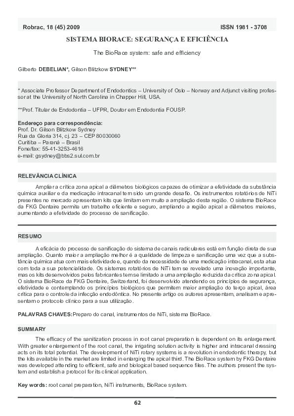 (PDF) SiStema BioRace: SeguRança e eficiência The BioRace system: safe ...