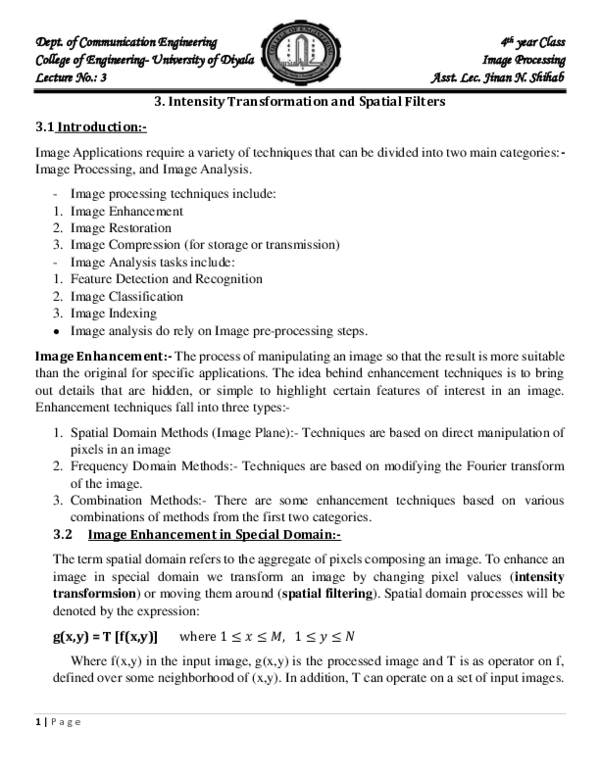 (PDF) Digital Image Processing Lecture