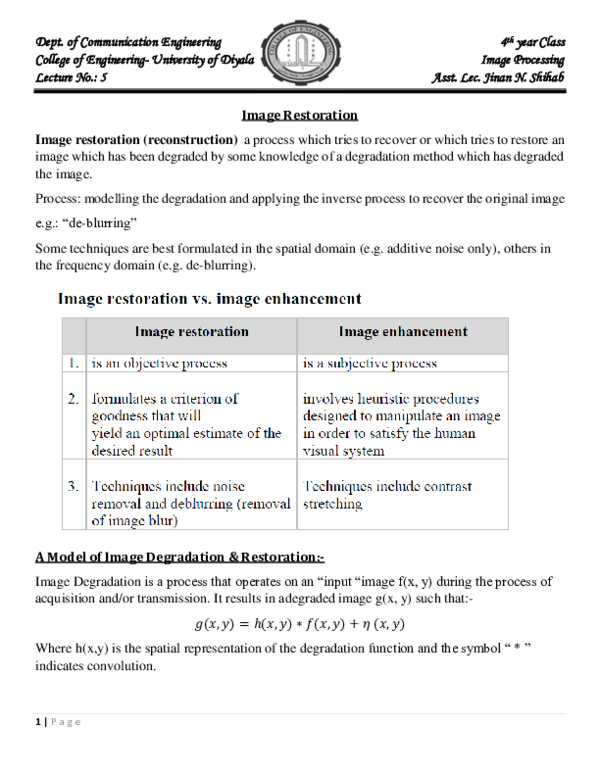 (PDF) Digital Image processing lecture