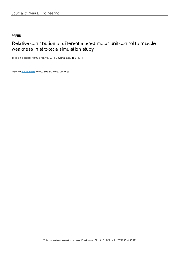 (PDF) Relative contribution of different altered motor unit control to ...