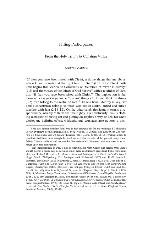 (PDF) "Fitting Participation: From the Holy Trinity to Christian Virtue ...