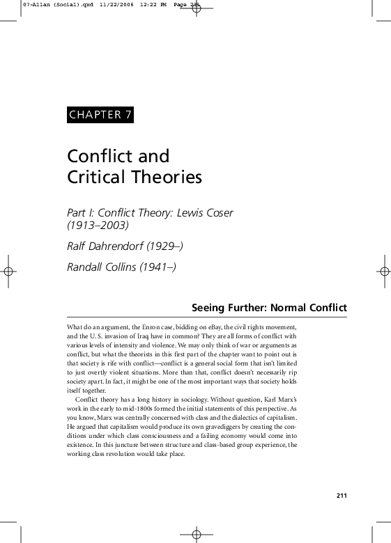 (PDF) Conflict and Critical Theories