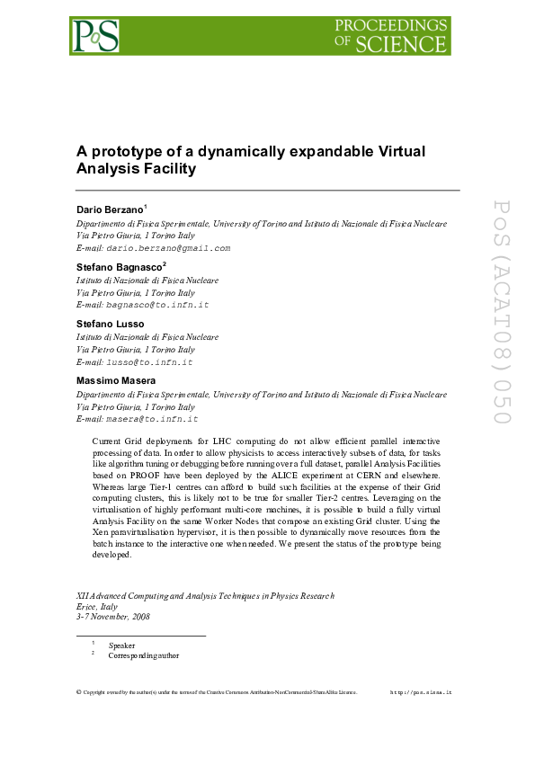 (PDF) A prototype of a dynamically expandable Virtual Analysis Facility
