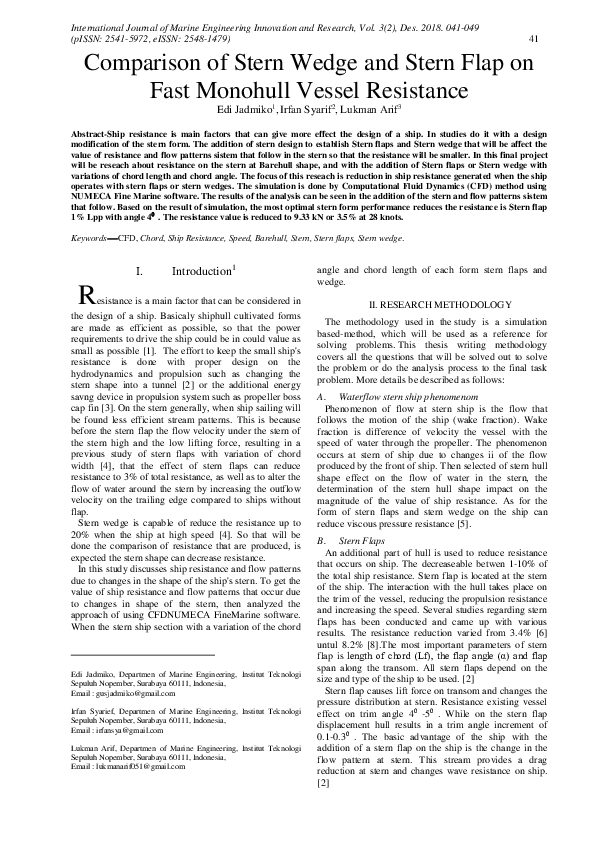 (PDF) Comparison of Stern Wedge and Stern Flap on Fast Monohull Vessel ...