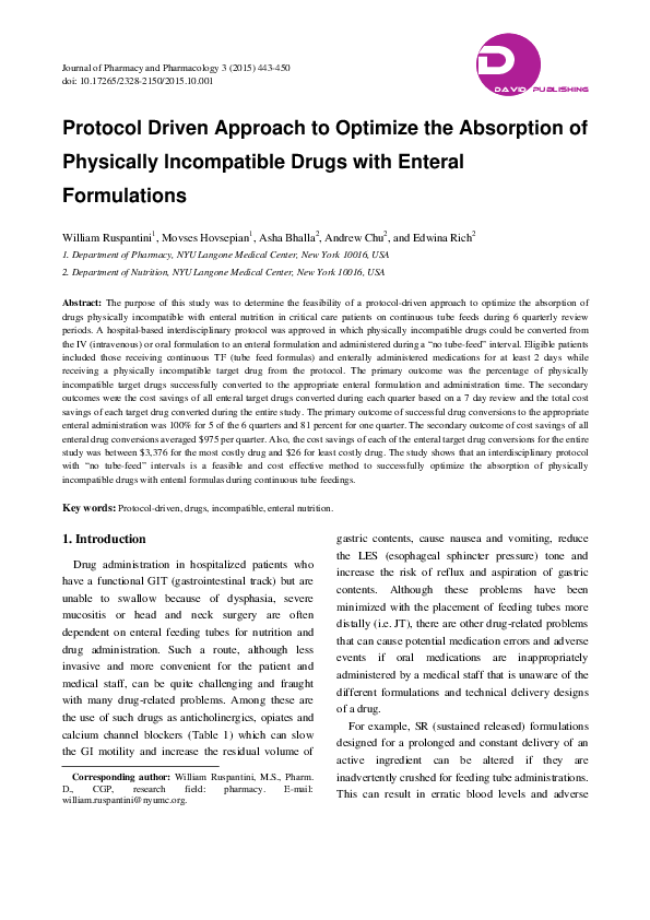 (PDF) Protocol Driven Approach to Optimize the Absorption of Physically ...