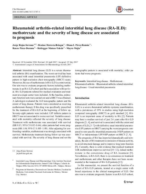 (PDF) Prognostic Factors in RA-ILD Treatment Outcomes