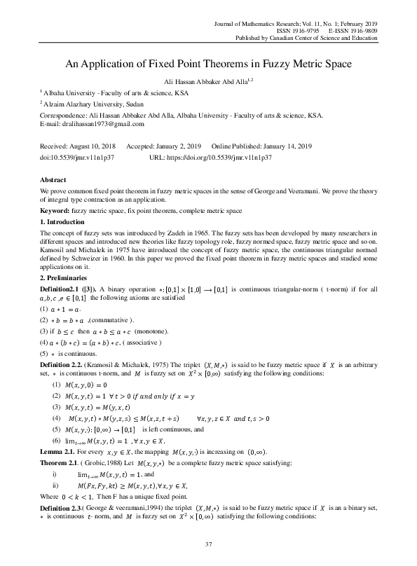 (PDF) A Note on Orthogonal Fuzzy Metric Space, Its Properties, and Fixed Point Theorems | awais ...