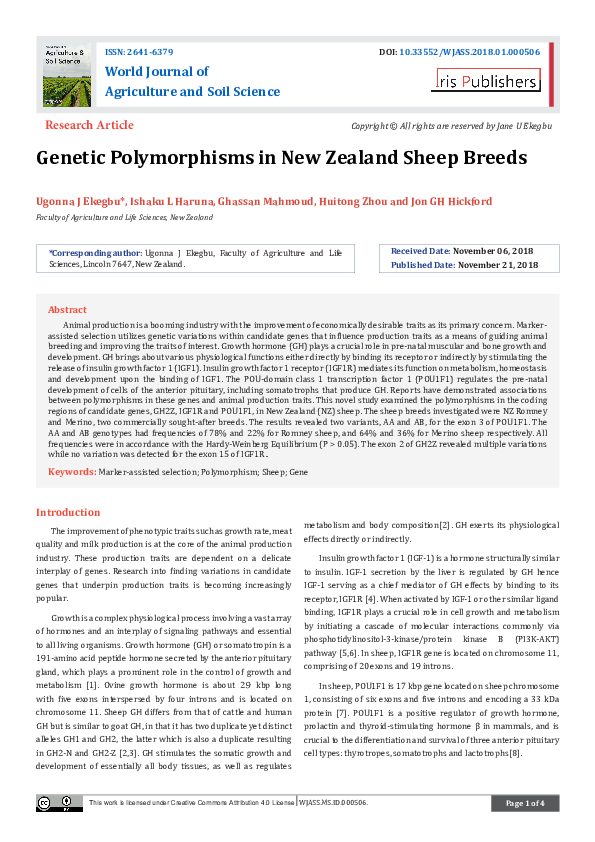 (PDF) Genetic Polymorphisms in New Zealand Sheep Breeds