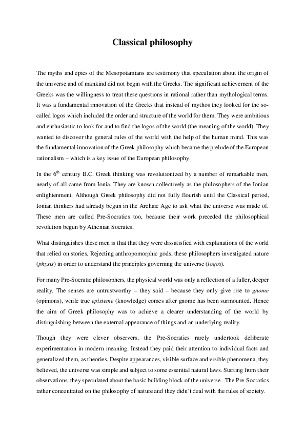 (DOC) Classical philosophy