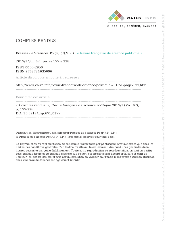 (PDF) Compte rendu de ‘‘Simon Tormey, The End of Representative ...