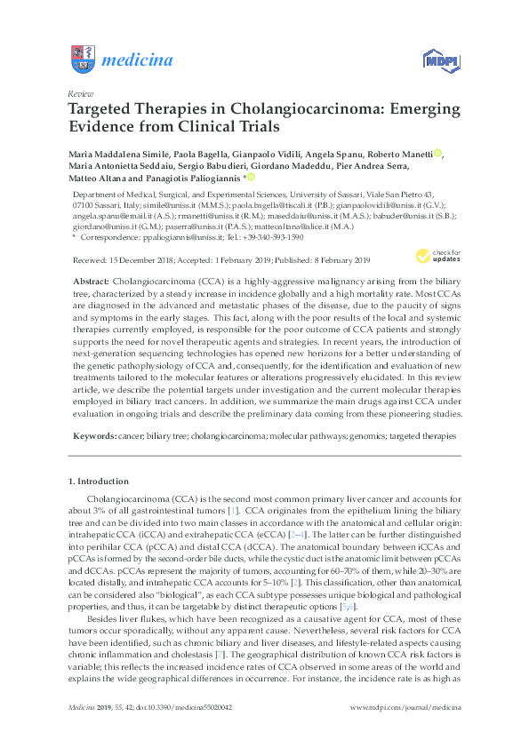 (PDF) Targeted therapies in cholangiocarcinoma: emerging evidence from clinical trials.