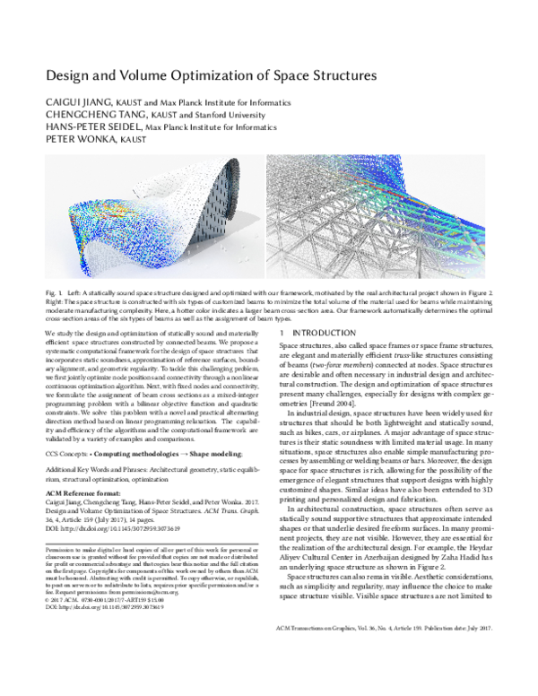 (PDF) Design and Volume Optimization of Space Structures