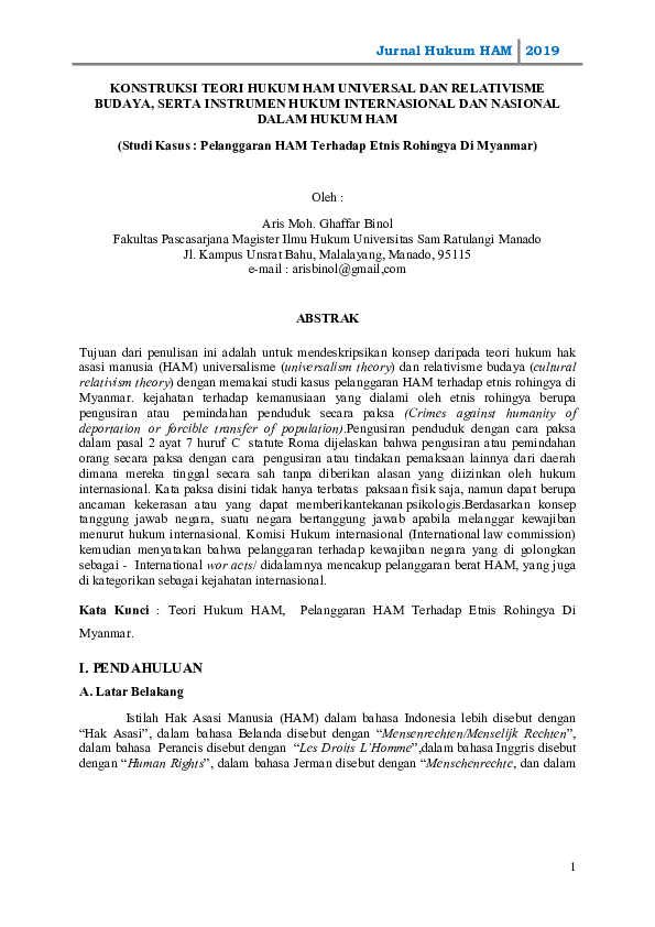 (PDF) KONSTRUKSI TEORI HUKUM HAM UNIVERSAL DAN RELATIVISME BUDAYA, SERTA INSTRUMEN HUKUM ...