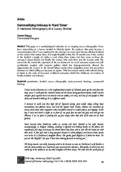 (PDF) Commodifying Intimacy in 'Hard Times' A Hardcore Ethnography of a Luxury Brothel