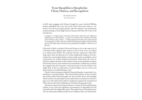 (PDF) From Sinophilia to Sinophobia: China, History, and Recognition