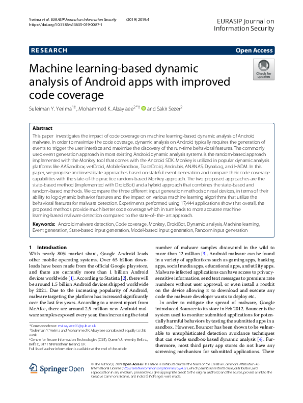 Pdf Eurasip Journal On Information Security Machine Learning Based