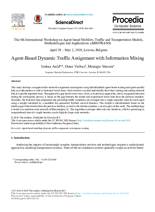(PDF) Agent-based dynamic traffic assignment with information mixing