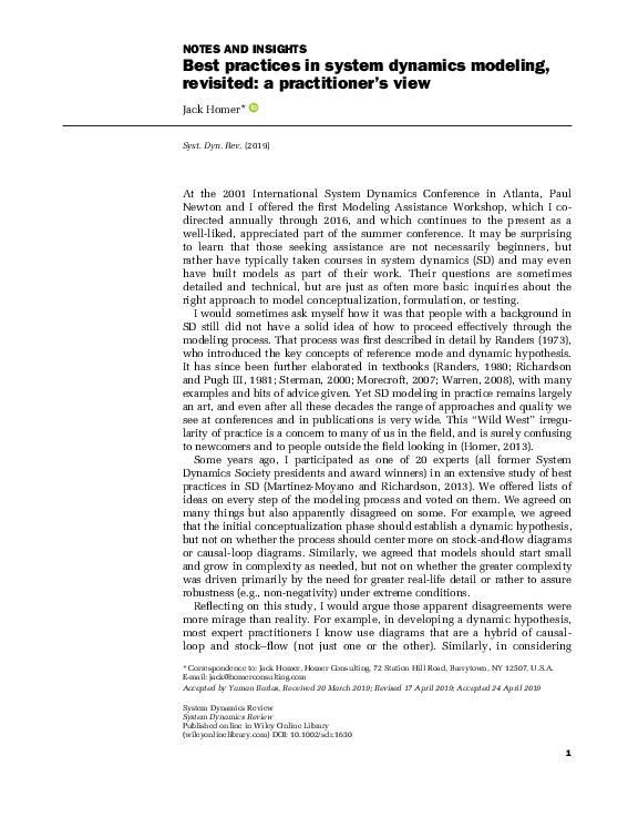 (PDF) Best practices in system dynamics modeling, revisited: a ...