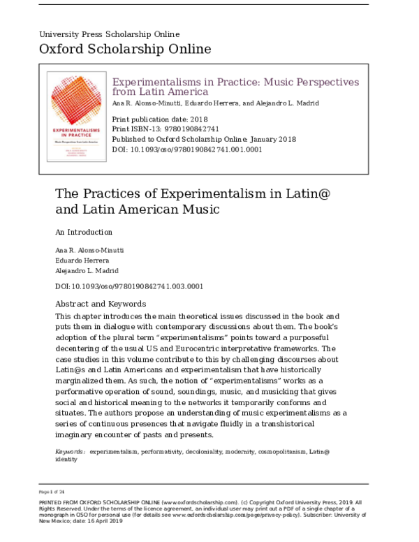 (PDF) The Practices of Experimentalism in Latin@ and Latin American ...