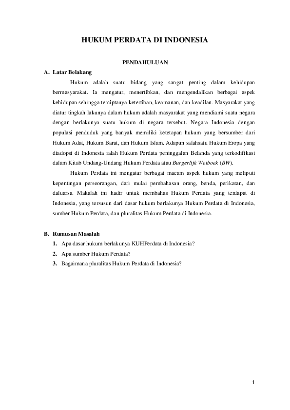 (DOC) HUKUM PERDATA DI INDONESIA