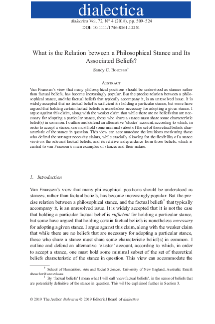 (PDF) What is the relation between a philosophical stance and its ...