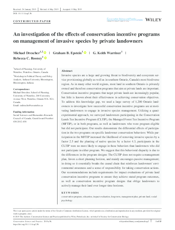 (PDF) An investigation of the effects of conservation incentive ...