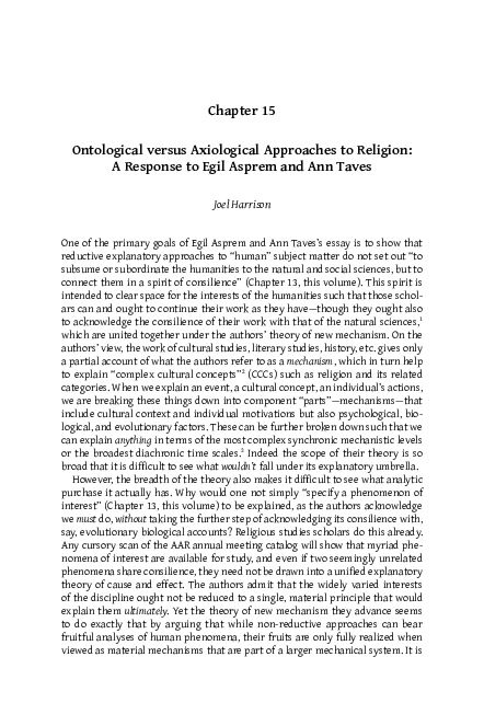 (PDF) Ontological versus Axiological Approaches to Religion: A Response ...