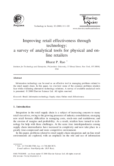 (PDF) Improving retail effectiveness through technology