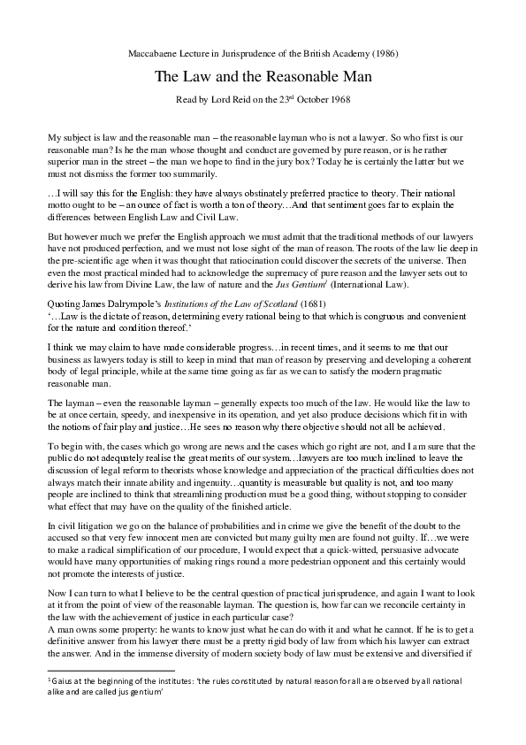 (DOC) Lord Reid's The Law and the Reasonable Man