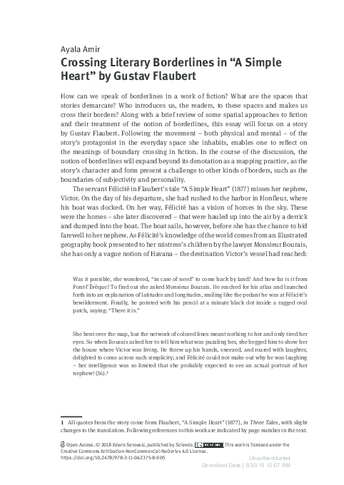 (PDF) Crossing Literary Borderlines in "A Simple Heart" by Gustav Flaubert. Borderlines: Essays ...
