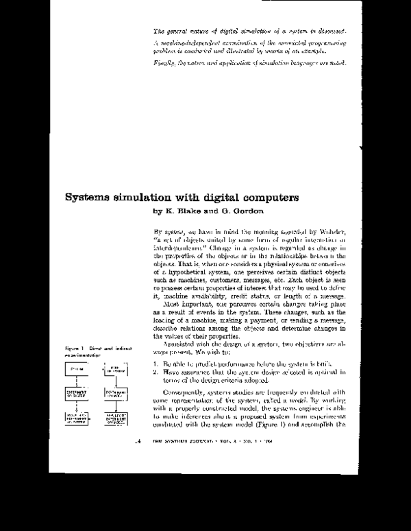 (PDF) Systems simulation with digital computers Figure 1 Direct and ...