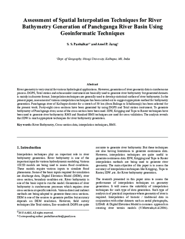 (PDF) Assessment of Spatial Interpolation Techniques for River Bathymetry