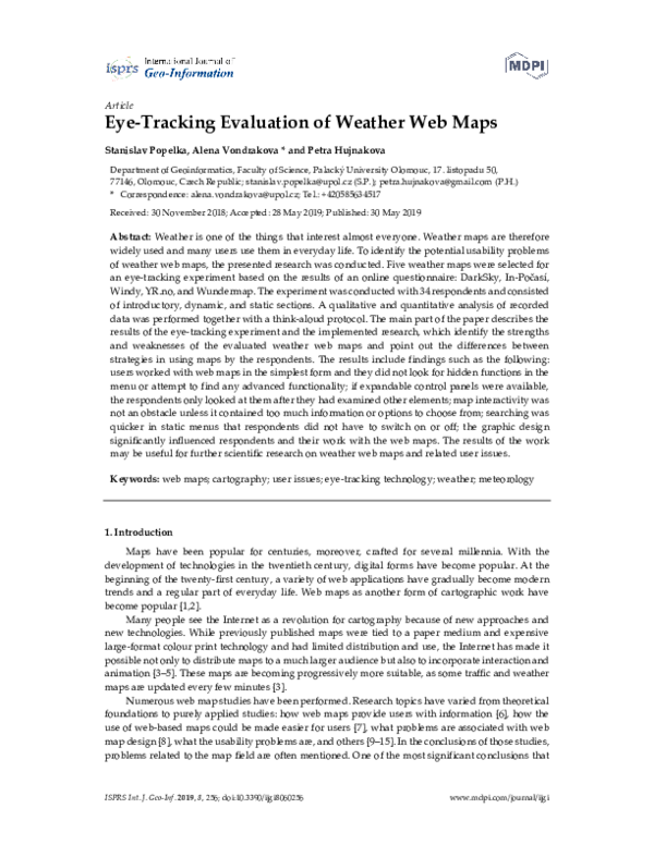 Pdf Eye Tracking Evaluation Of Weather Web Maps
