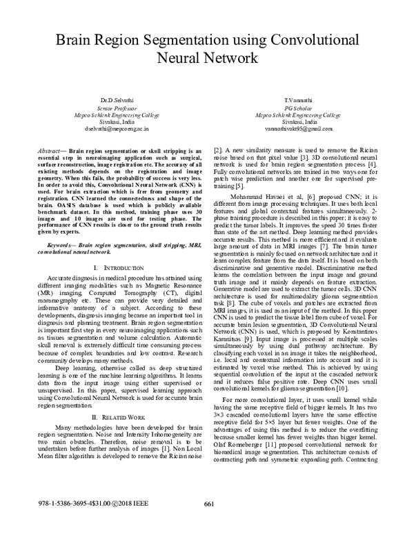 (PDF) Brain Region Segmentation using Convolutional Neural Network