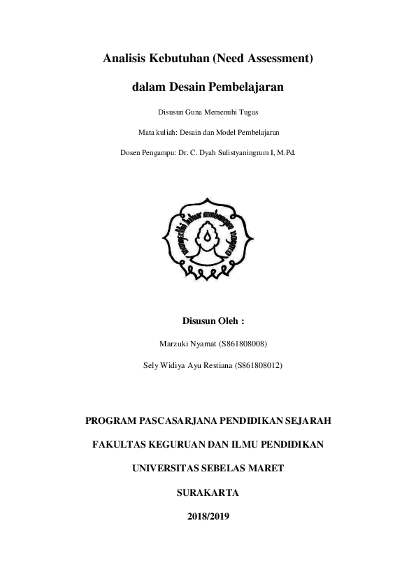(PDF) Analisis Kebutuhan (Need Assessment) dalam Desain Pembelajaran