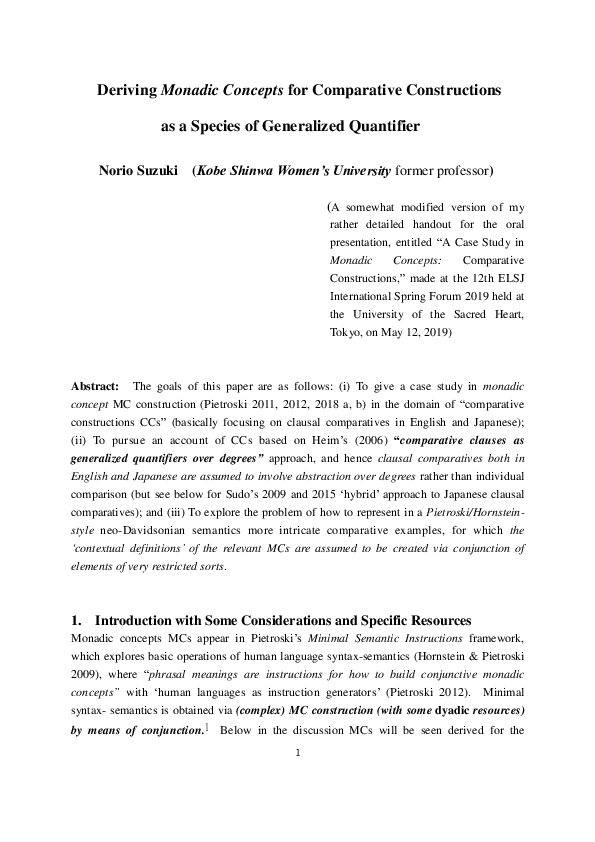(PDF) Deriving Monadic Concepts for Comparative Constructions as a Species of Generalized Quantifier