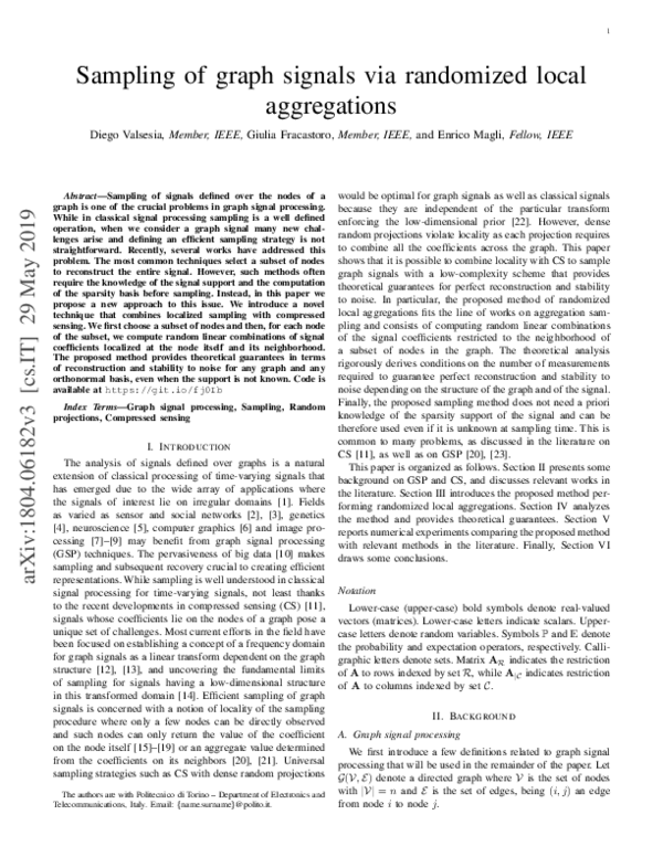 (PDF) Sampling of graph signals via randomized local aggregations