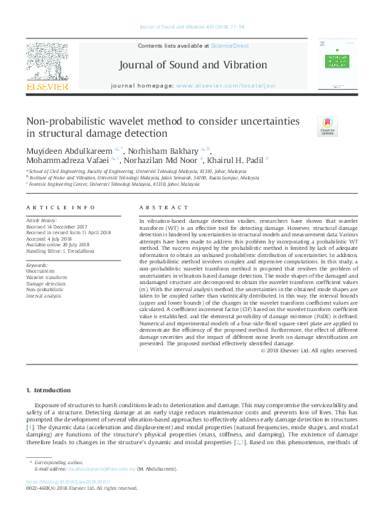 (PDF) Non-probabilistic wavelet method to consider uncertainties in structural damage detection