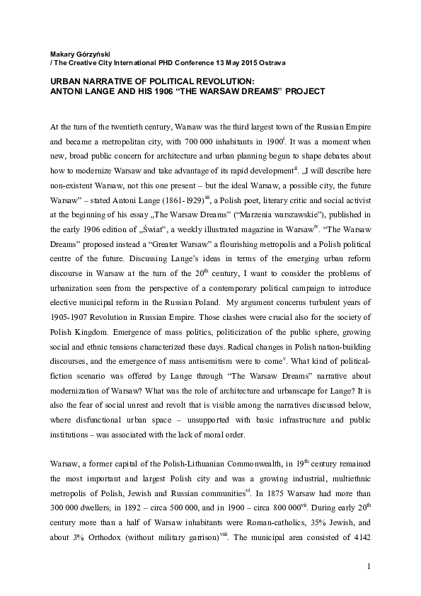 (PDF) Urban narrative of political revolution