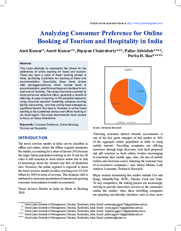 (PDF) Analyzing Consumer Preference for Online Booking of Tourism and ...