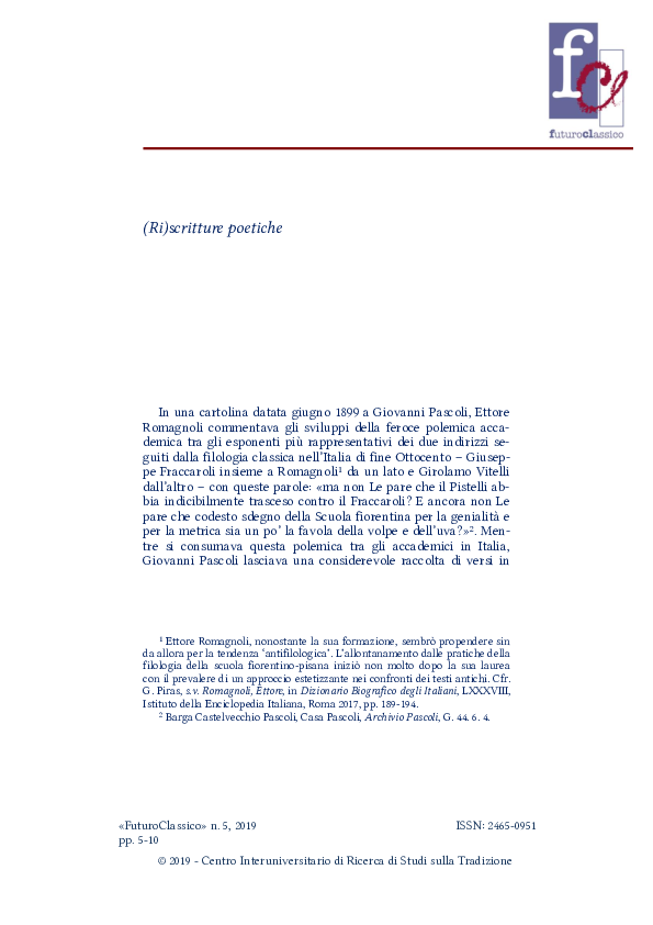 (PDF) (Ri)scritture poetiche in The Old Lie. I classici e la Grande ...